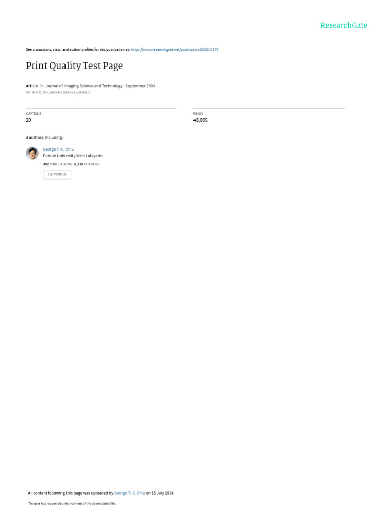 Print Quality Test Page: Journal of Imaging Science and Technology ...