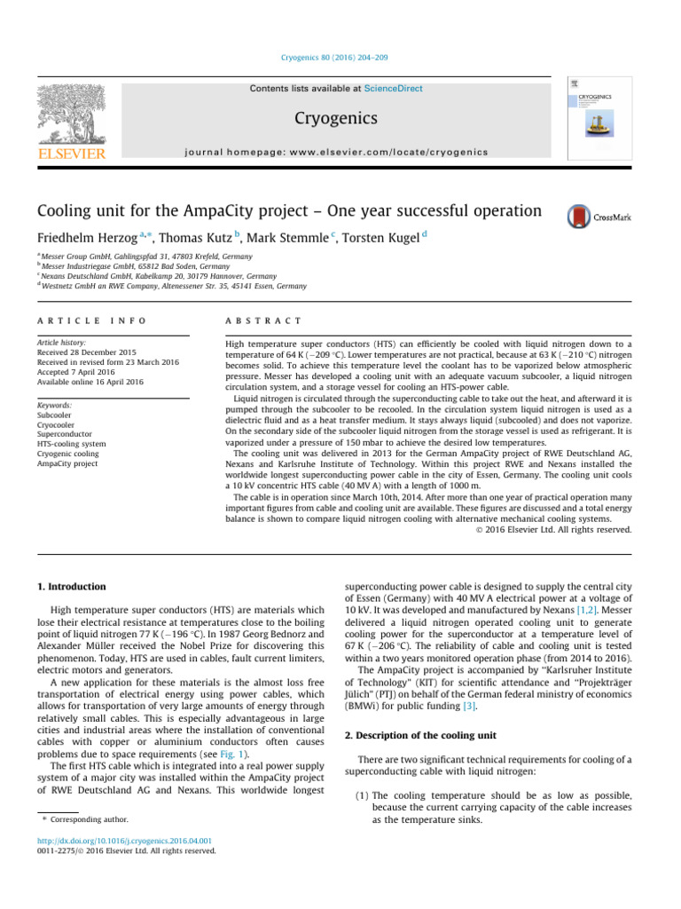 Cooling Unit for the AmpaCity Project-Cryogenics 80 (2016) 204-209 (Elsevier) | PDF ...
