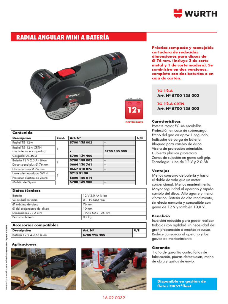 Radial Angular Mini A Batería | PDF