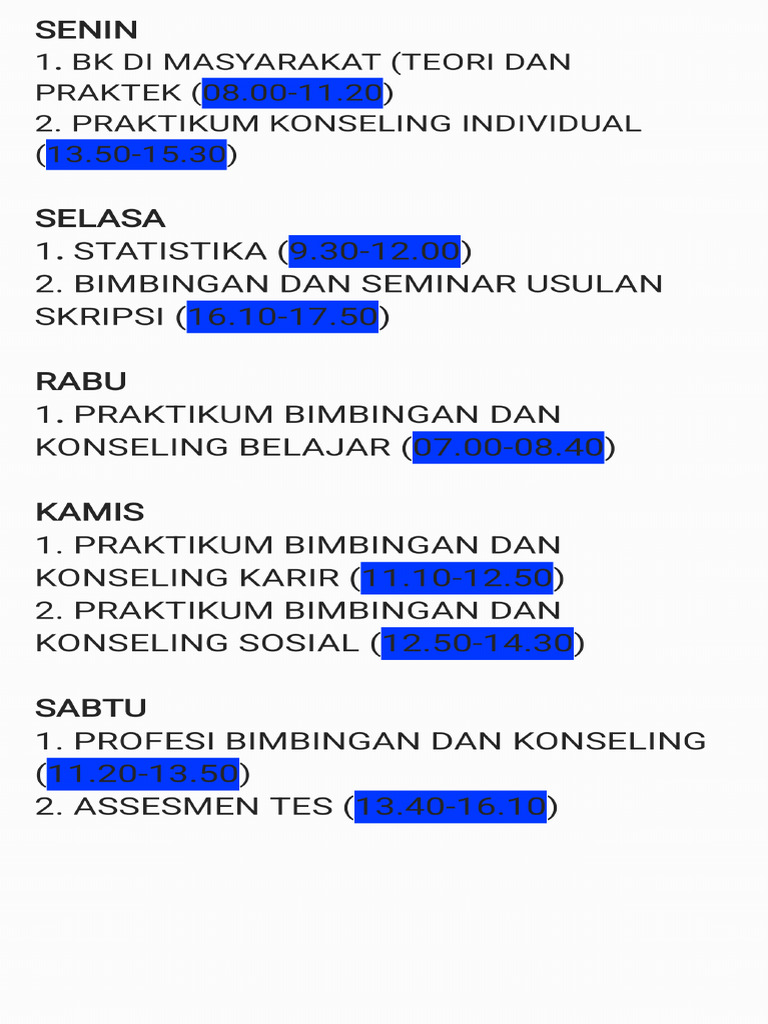 Jadwal Semester 6a - 250121 - 180259 | PDF
