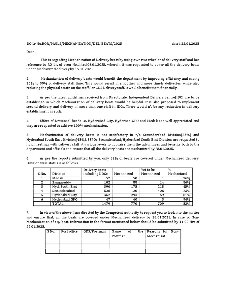 Mechanized Beats DO Letter | PDF | Public Services | Freight Transport
