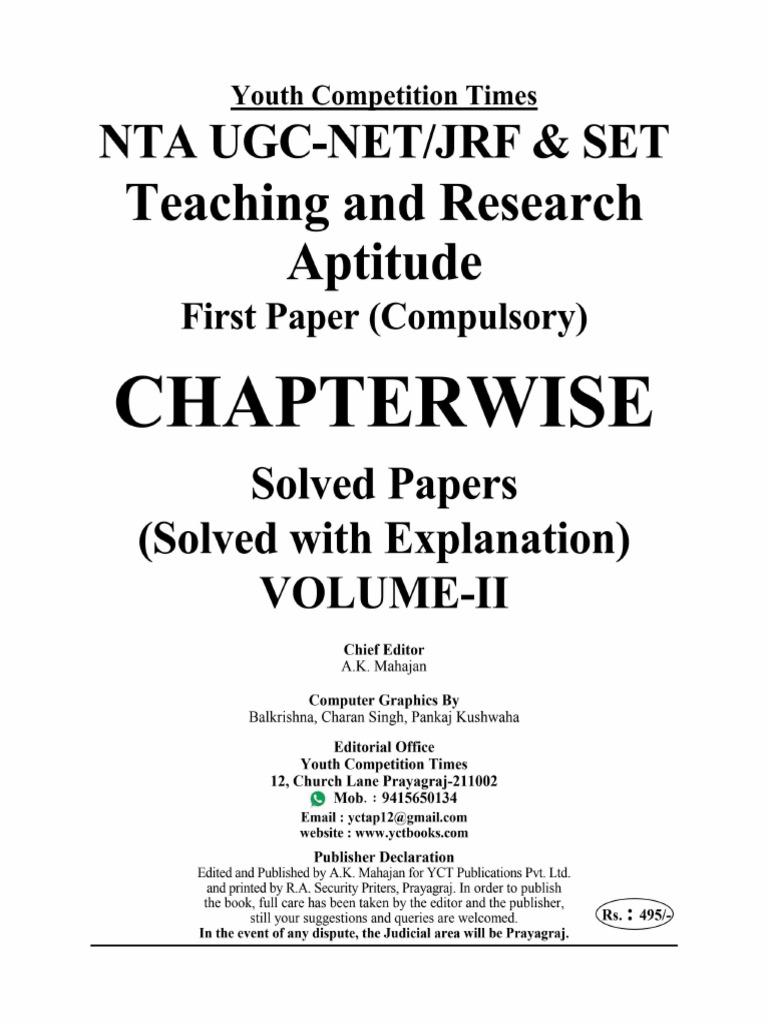 Youth NTA UGC NET Paper 1 Topic Wise Solved Papers | PDF Youth NTA UGC NET Paper 1 Topic Wise Solved Papers | PDF
