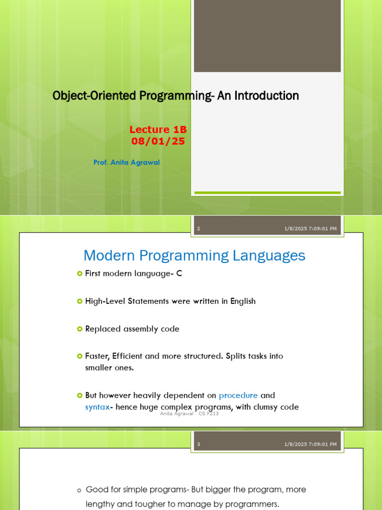 Lec-1B. Intro to OOP | PDF | Object Oriented Programming | Class (Computer Programming)