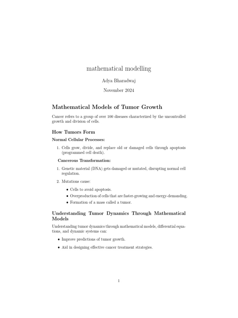 Mathematical Models of Tumor Growth | PDF | Stability Theory | Eigenvalues And Eigenvectors
