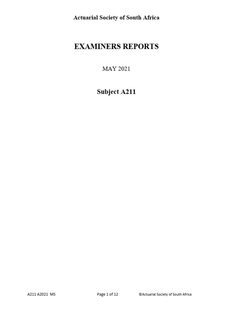 A211 April 2021 Examiners Report | PDF | Interest | Bonds (Finance)