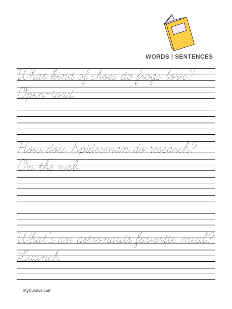 Cursive Jokes Worksheet 2 | PDF | Animals And Humans