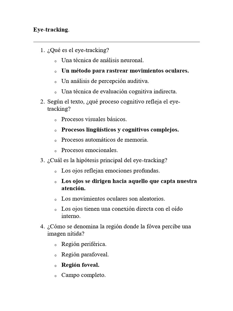 Preguntas PEC - Eye-Tracking. | PDF | Ojo | Neurociencia