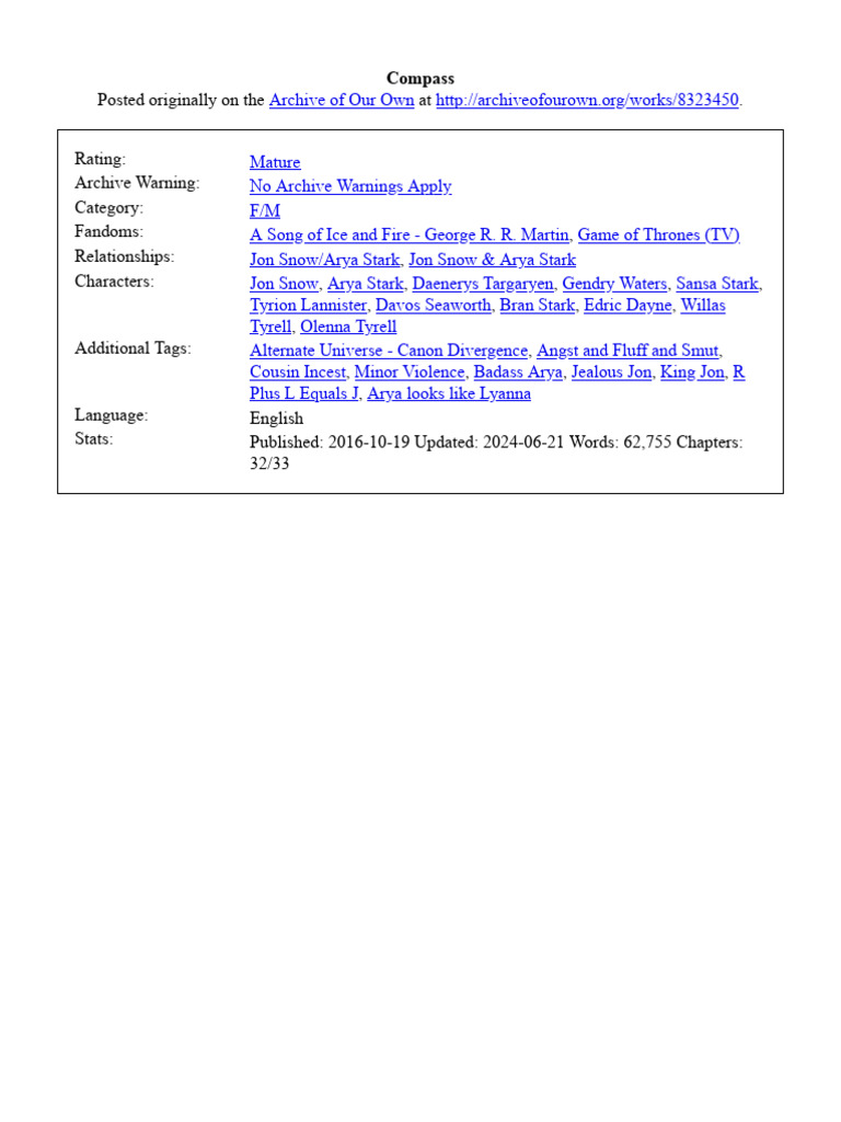 Compass | PDF | World Of A Song Of Ice And Fire | A Song Of Ice And Fire