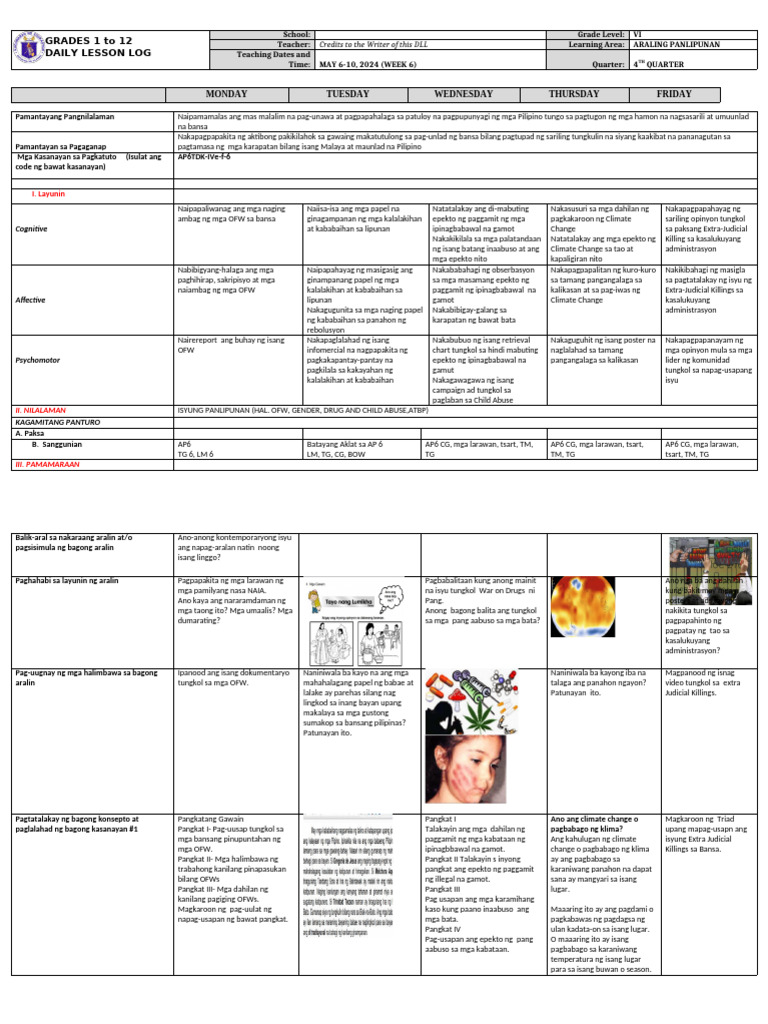 DLL_ARALING PANLIPUNAN 6_Q4_W6 | PDF