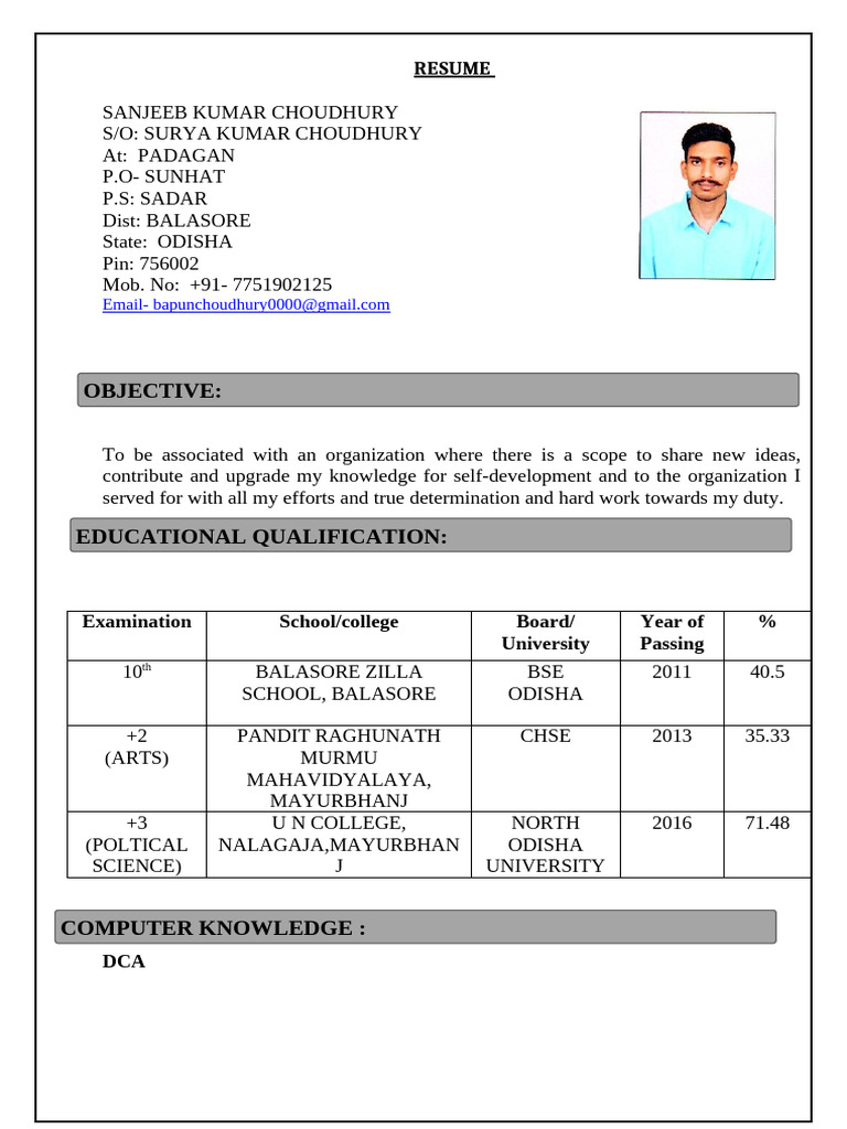RESUME of Sanjeeb | PDF