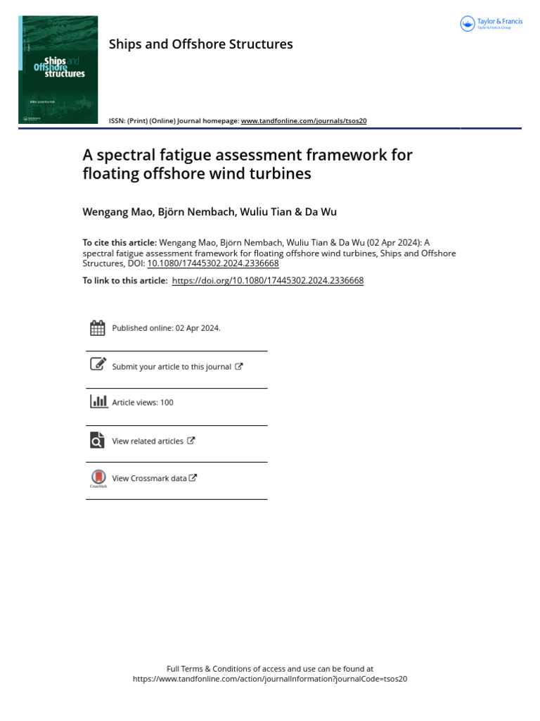 A Spectral Fatigue Assessment Framework For Floating Offshore Wind ...