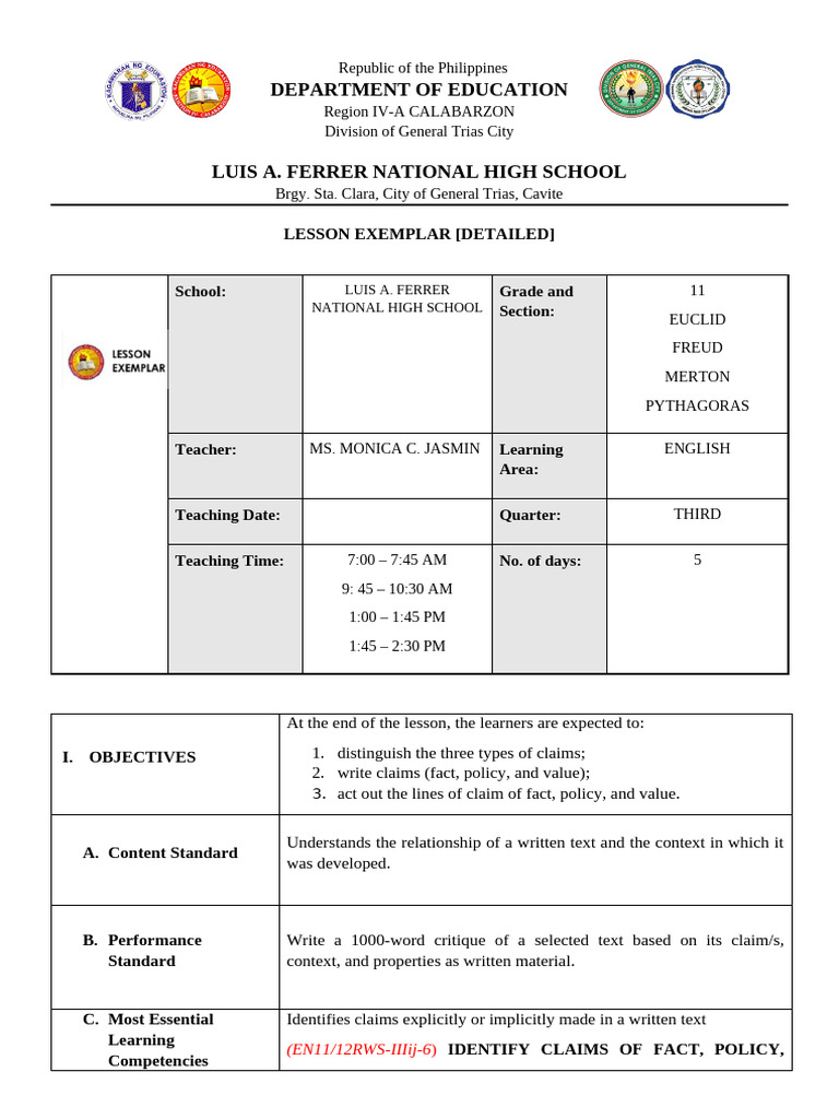 Lesson Exemplar Detailed | PDF | Cyberbullying | Learning