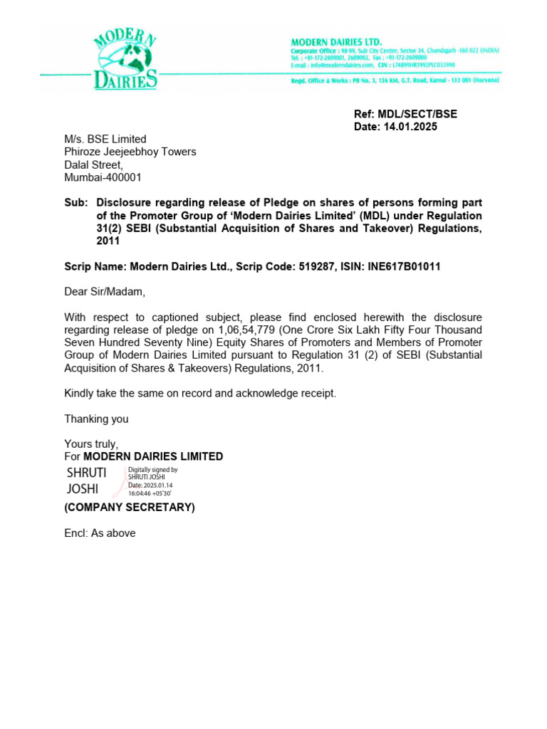 Modern Dairy Pledge Release | PDF