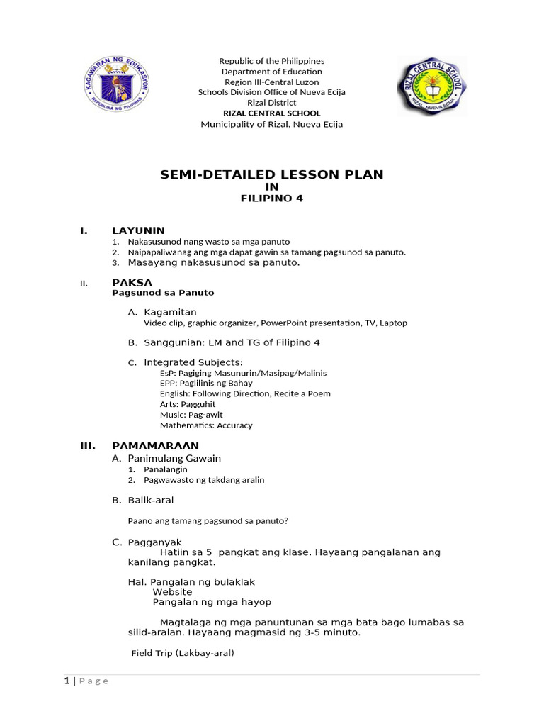 Cot - DLP - Filipino 4 | PDF