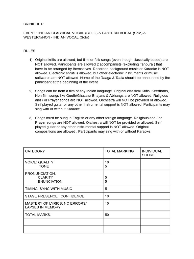 Judging Criteria for Vocal & Instrumental Events | PDF | Musicology ...