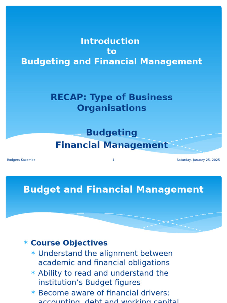 Budgeting and Financial MGNT - PPT 1 | PDF | Budget | Investing