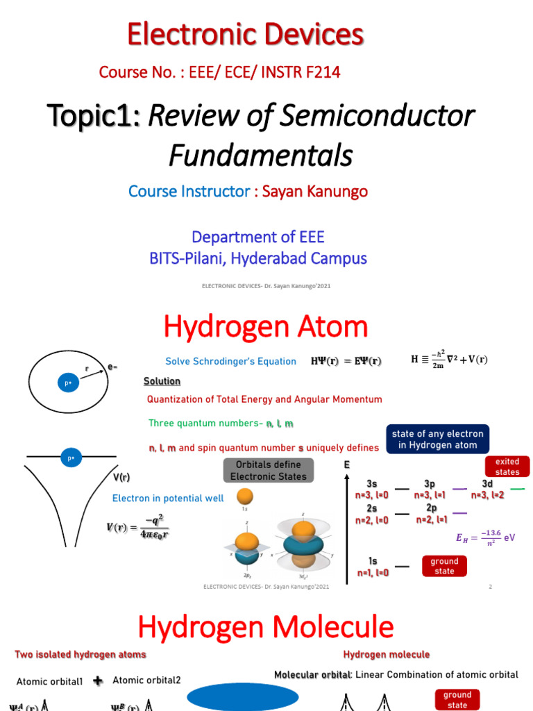 1 Review of Semiconductor Fundamentals | PDF | Electron Hole | Atomic ...