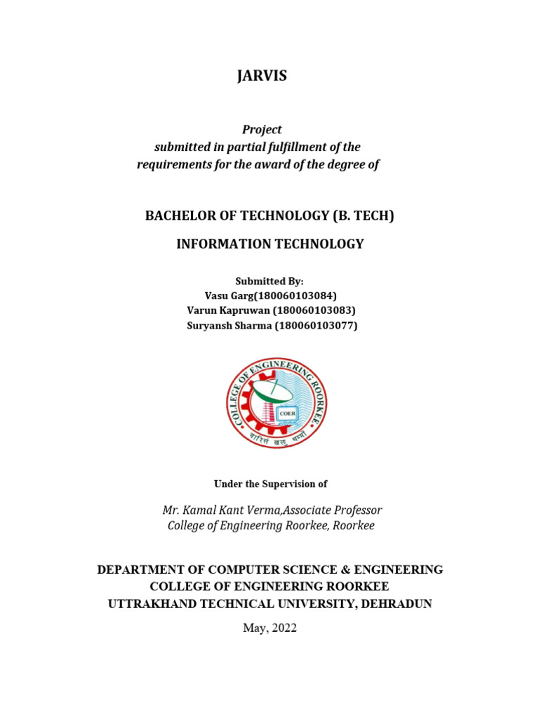 final draft JARVIS | PDF | Python (Programming Language) | Usability