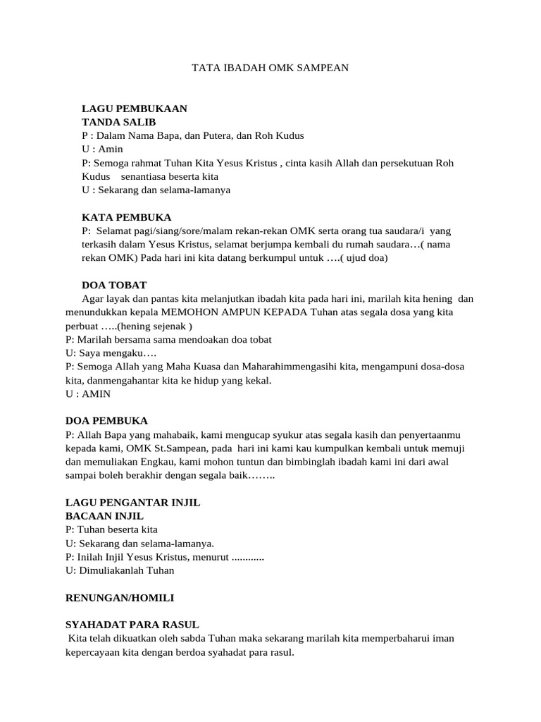 Tata Ibadah Omk Sampean | PDF