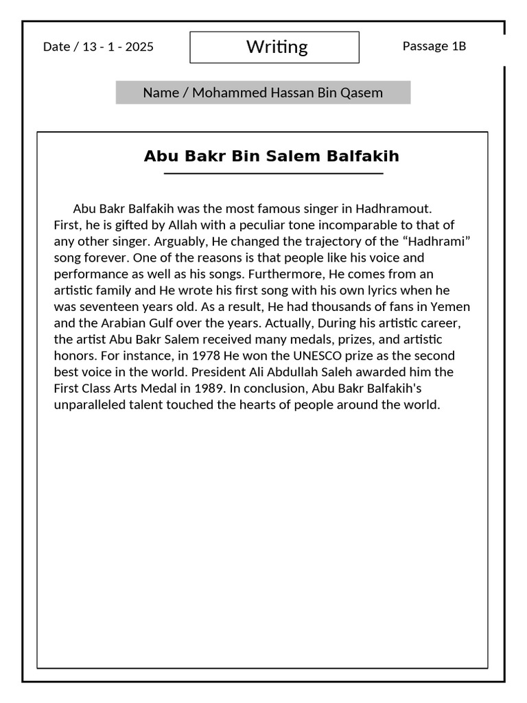 Writing About Famous Person | PDF