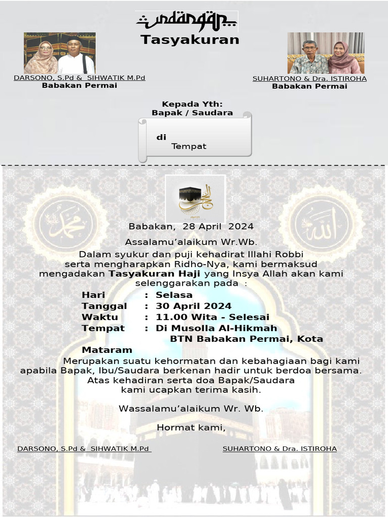 Undangan Haji Darsono | PDF