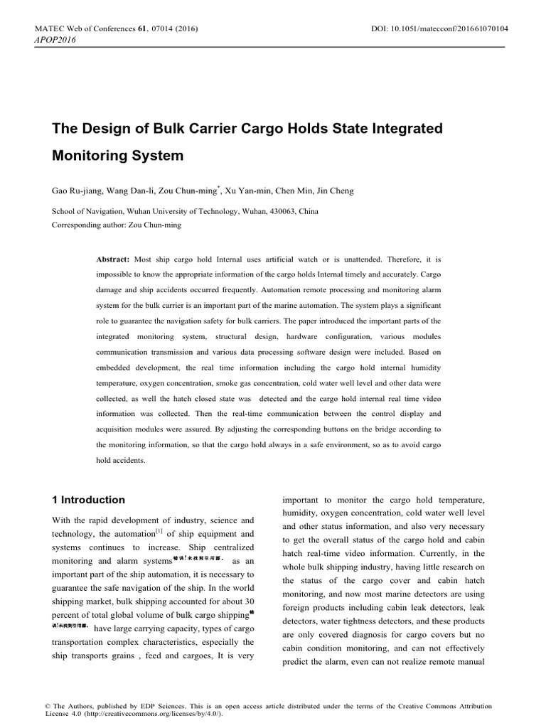 Bulk Carrier Cargo Hold Monitoring System | PDF | Computer Engineering ...