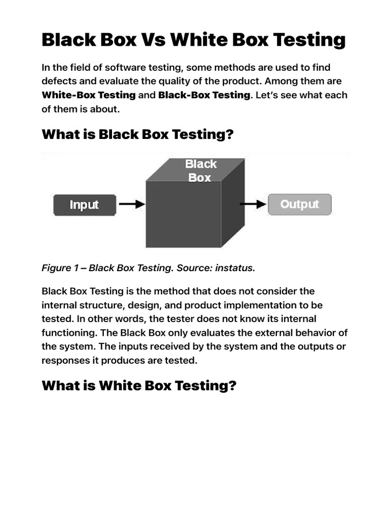 Black Box Vs White Box Testing | PDF | Software Testing | Software Quality
