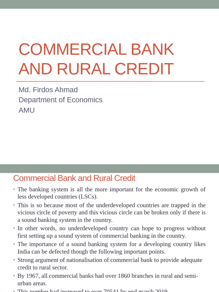Commercial Bank and Rural Credit | PDF | Banks | Financial Inclusion