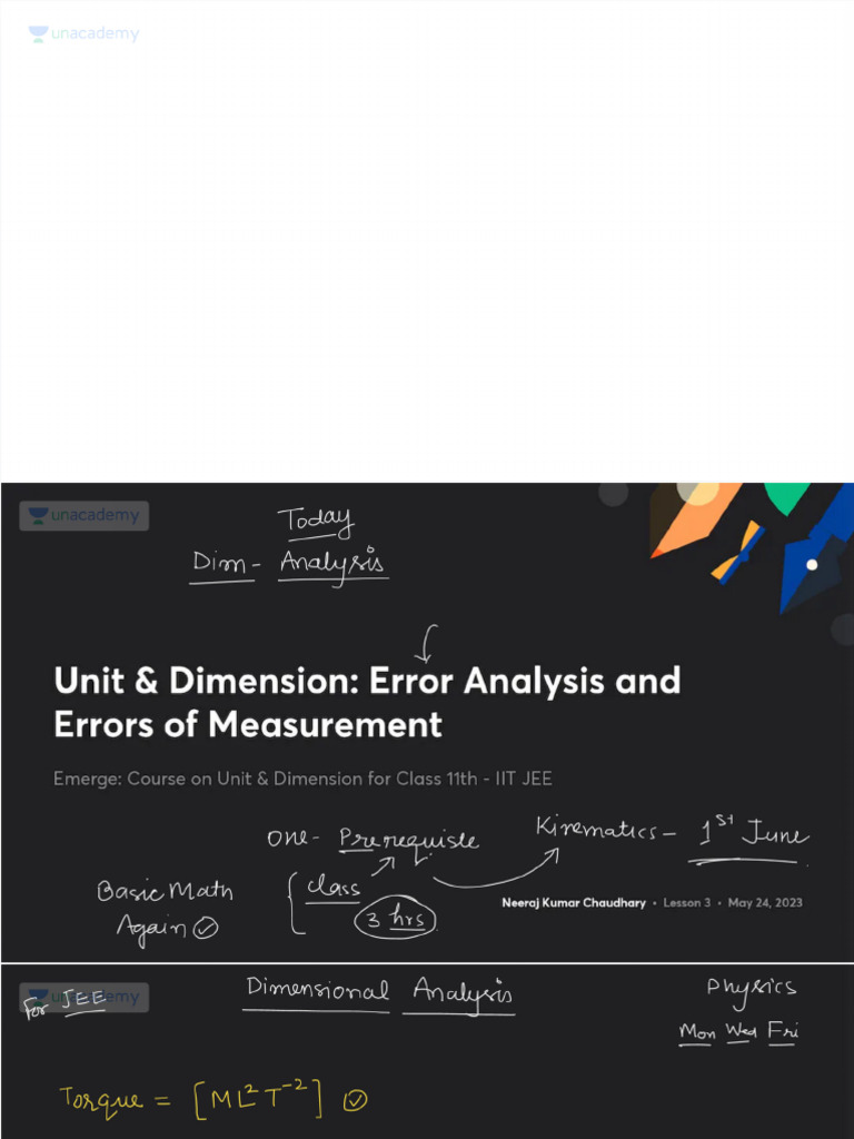 Unit Dimension Error Analysis and Errors of Measurement With Anno | PDF