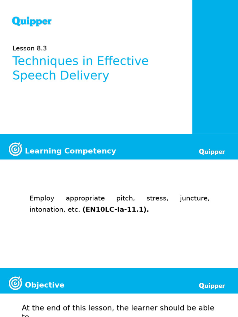 ME Eng 10 Q1 0803 - PS - Techniques in Effective Speech Delivery | PDF ...