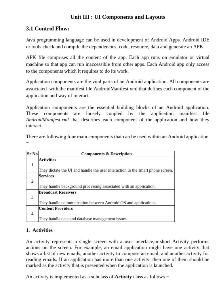 Unit III | PDF | Android (Operating System) | Computer File