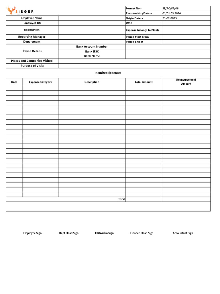6. Reimbursement Expense Claim Form@Rev1 (1) | PDF