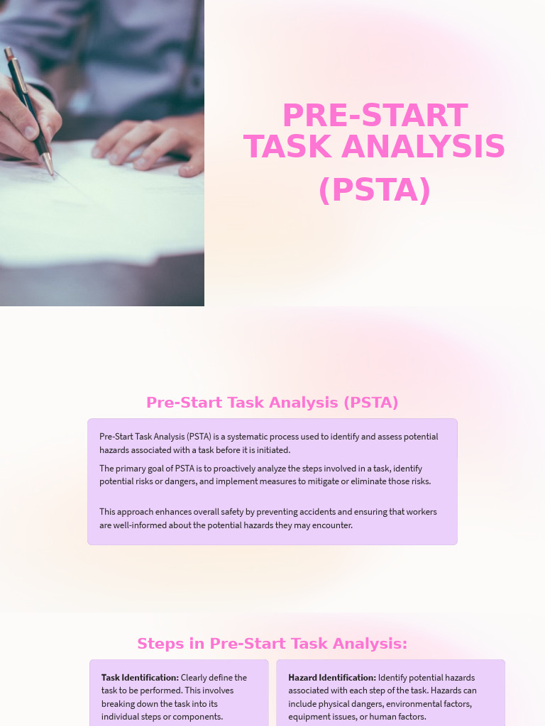PRE-START-TASK-ANALYSIS-PSTA | PDF | Risk | Hazards