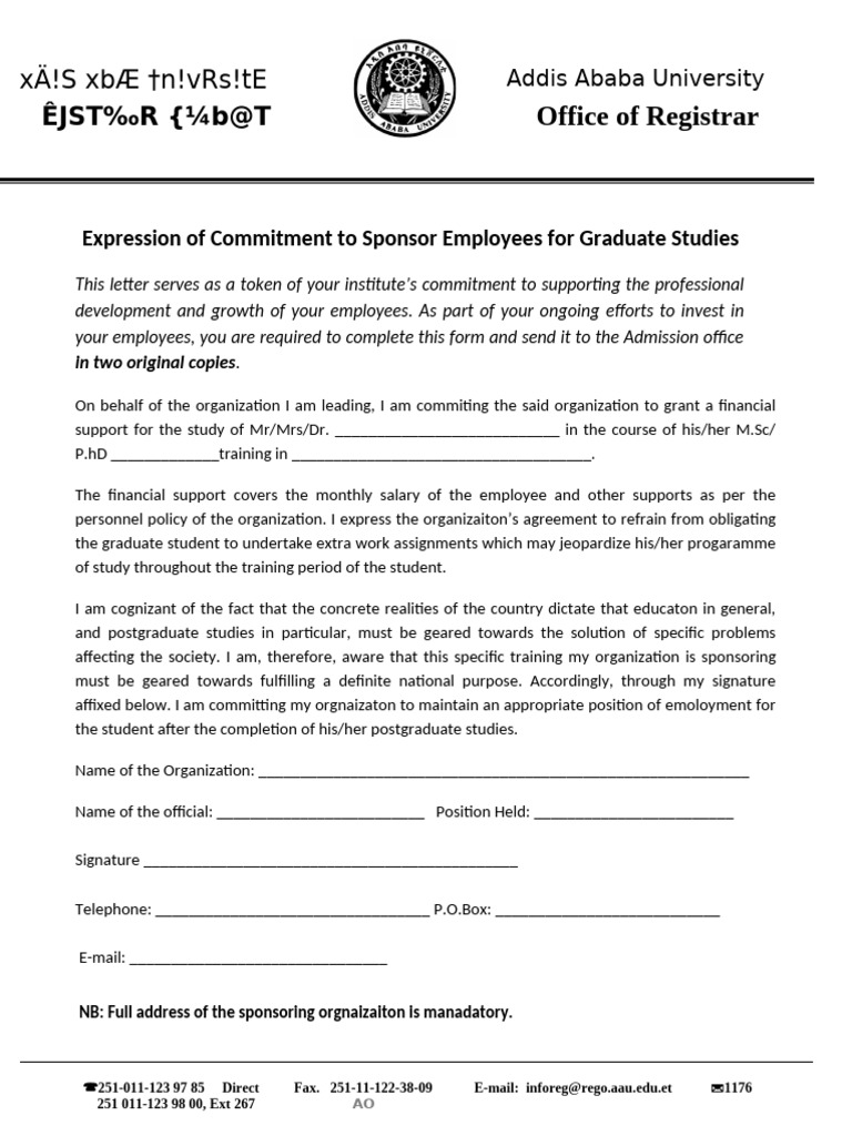 AAU Sponsorship Commitment Letter | PDF