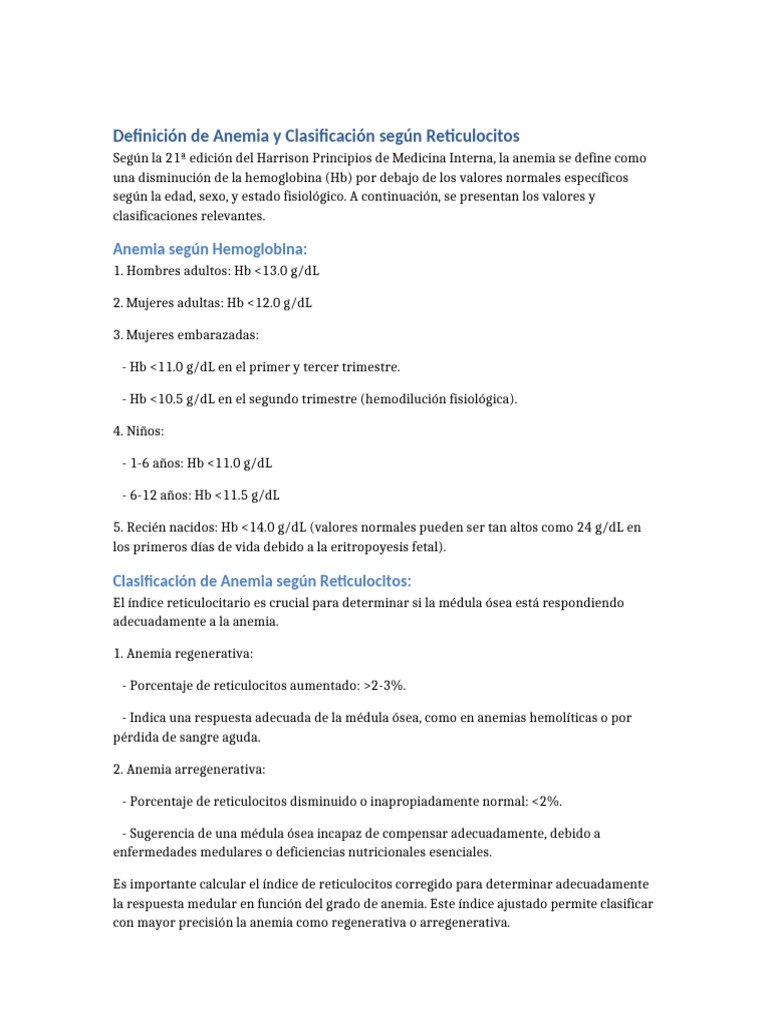 Definición Anemia Harrison | PDF