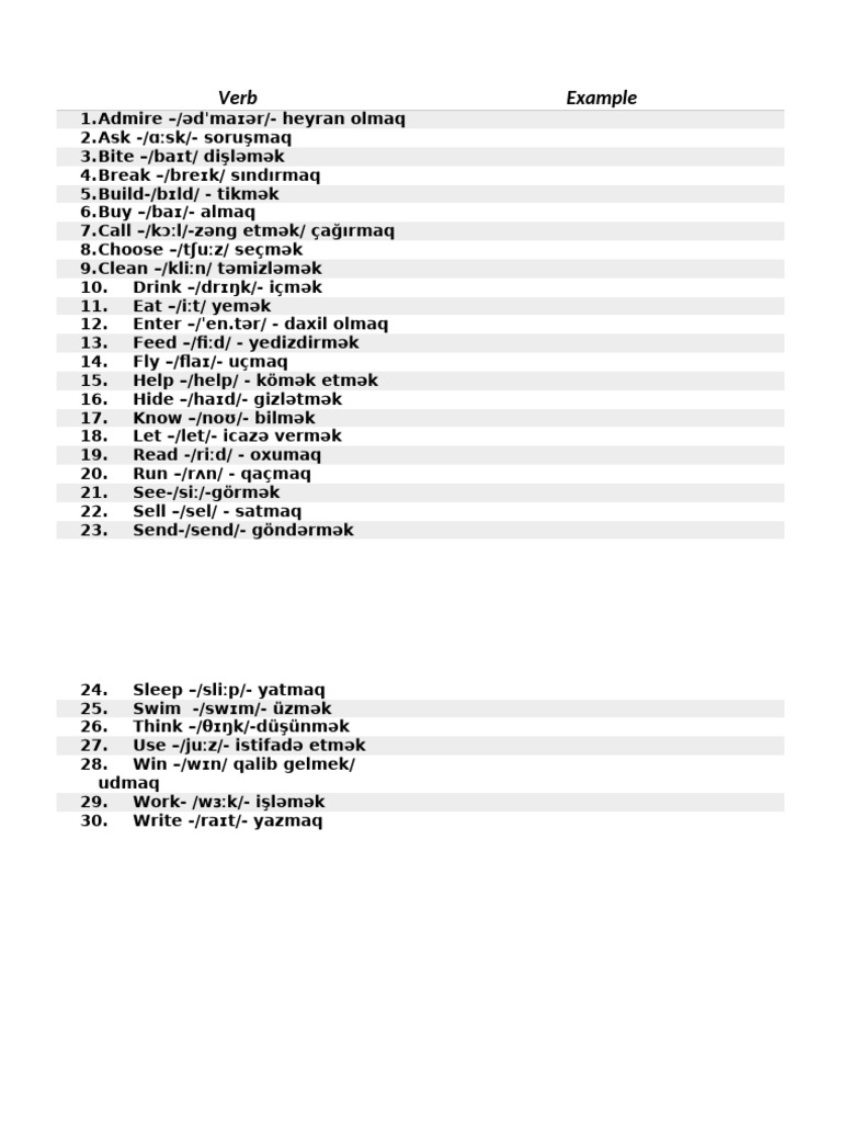 Verbs 3rd Grade | PDF