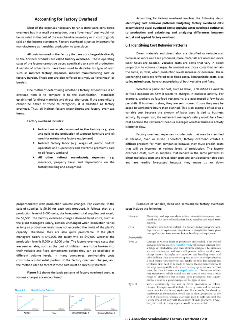 Understanding Factory Overhead Costs | PDF | Forecasting | Expense