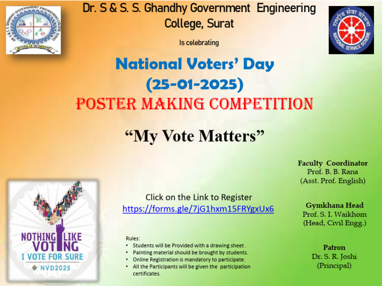 Poster Making Comp. - Natioanl Voters' Day - GEC Surat | PDF
