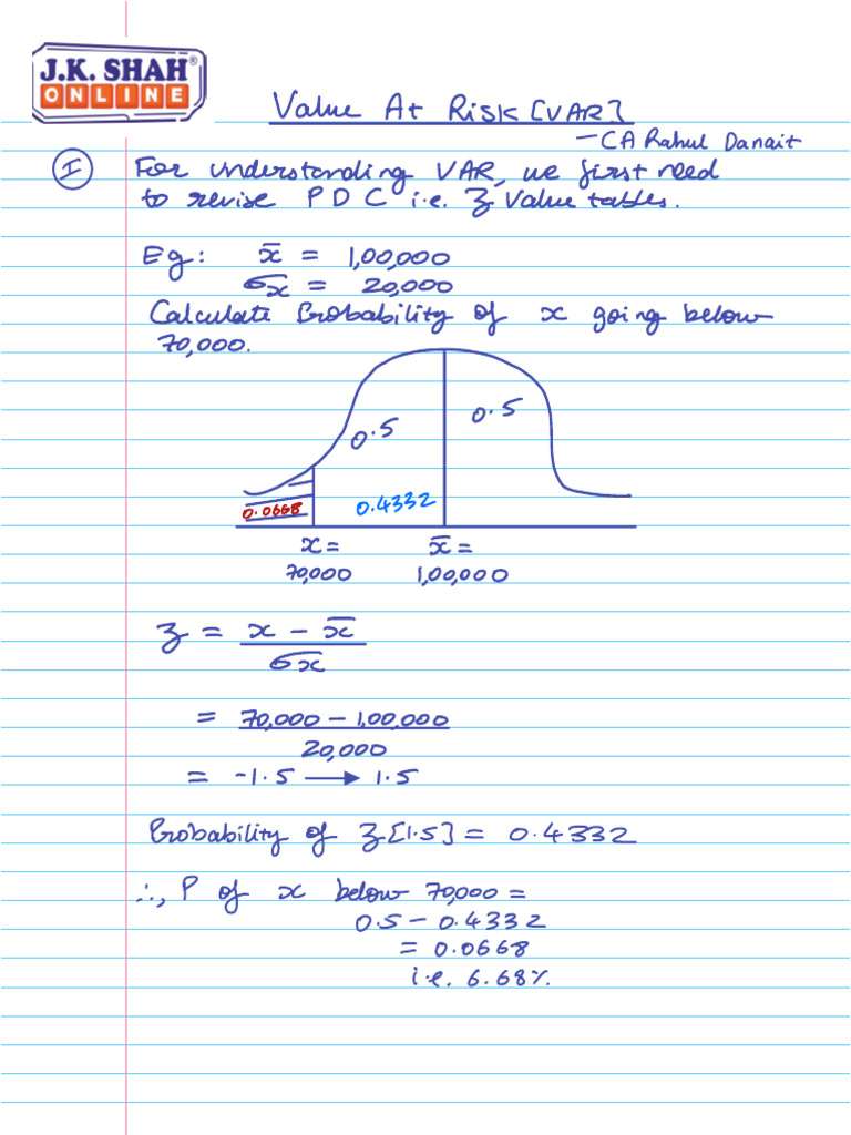 Value at Risk (VAR) Notes | PDF | Value At Risk | Diversification (Finance)