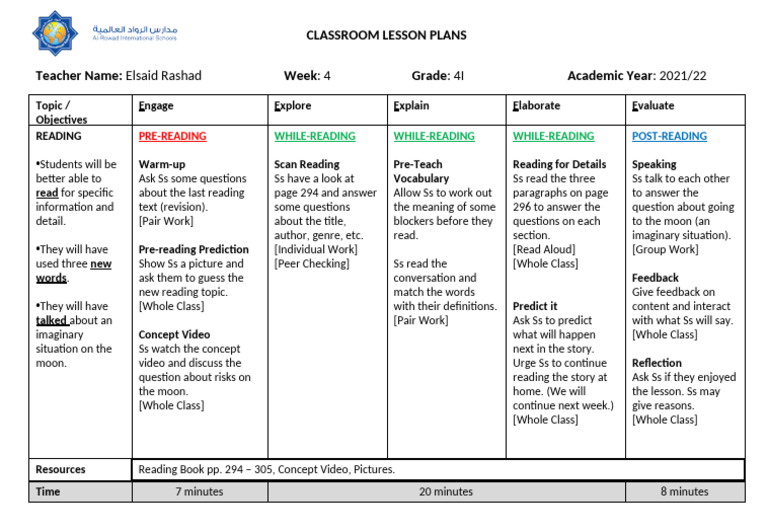 Elsaid 5E LP Reading Comprehension | PDF | Reading Comprehension ...