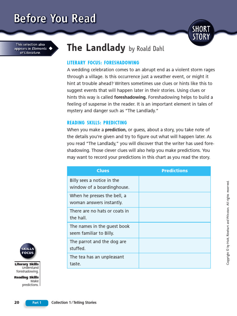 The Landlady_Guided Comprehension | PDF