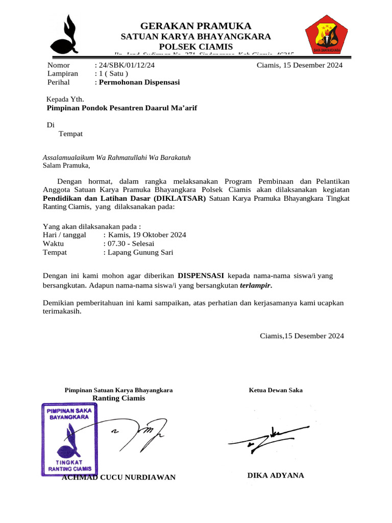 Surat Dispen 024 | PDF