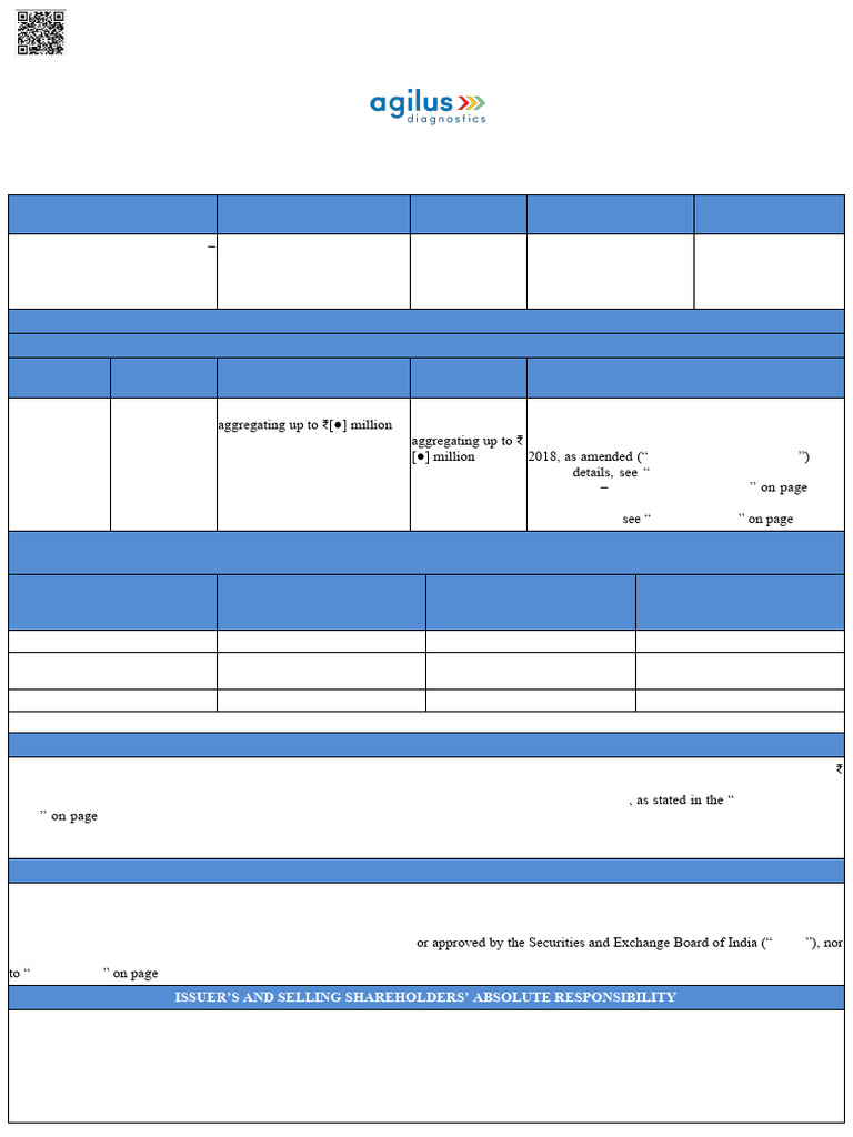 Agilus Diagnostics IPO Draft Prospectus | PDF | Stocks | Investing