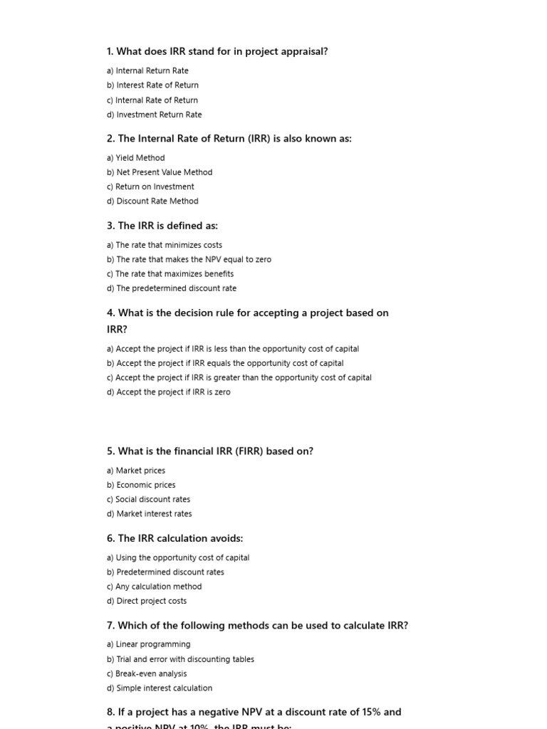 IRR question project 3rd | PDF | Internal Rate Of Return | Net Present ...