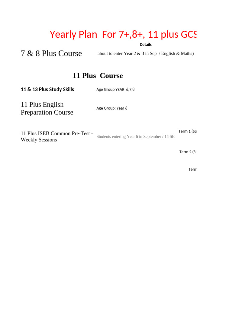 Yearly Courses Callender | PDF
