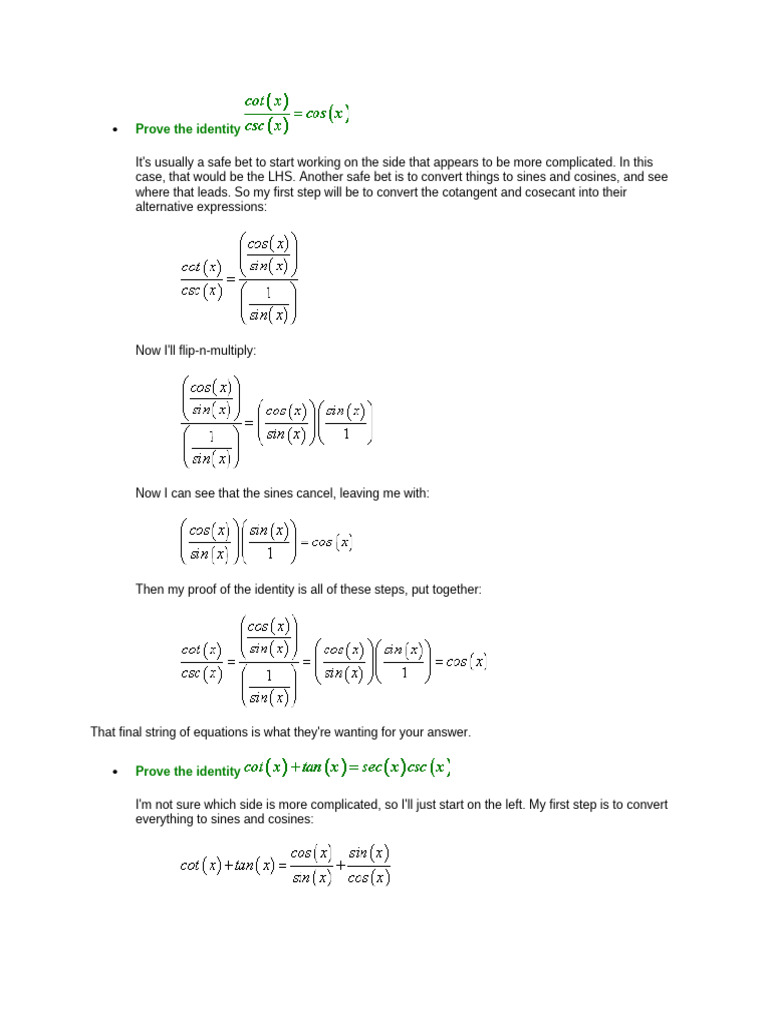 Prove The Identity | PDF