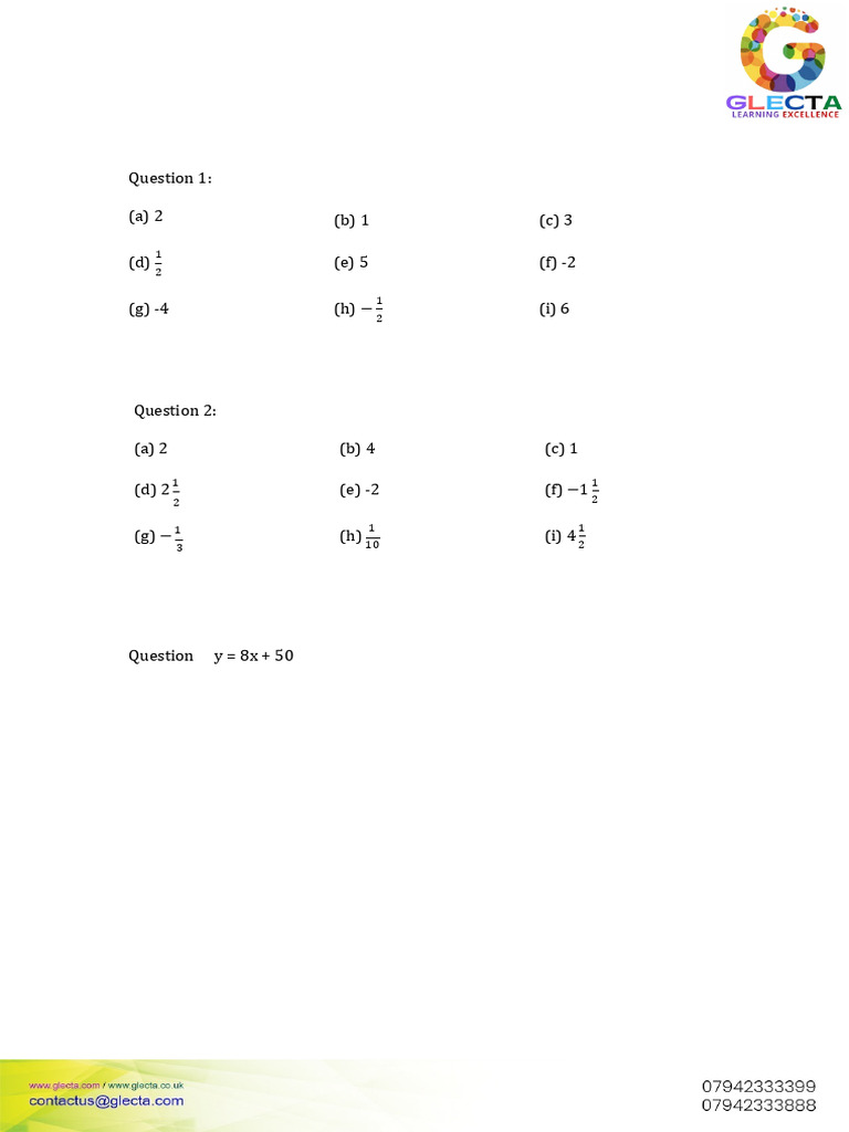 KS3 Y8 MATHS GRADIENT Answers | PDF