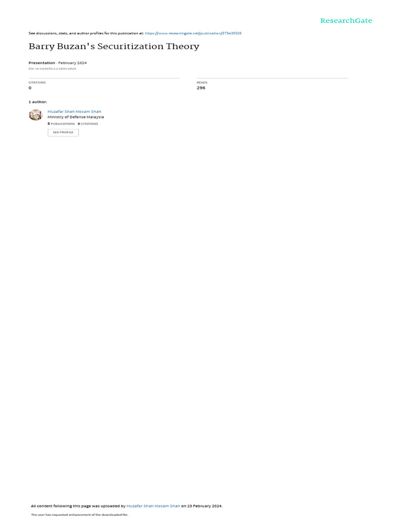 Barry Buzans Securitization SV 1 | PDF | International Relations | Political Science