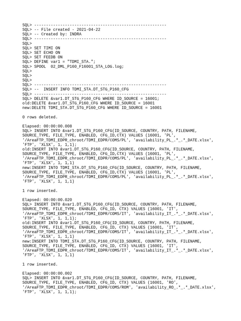 02_DML_P160_F16001_STA_PRD_log | PDF | System Software | Computing