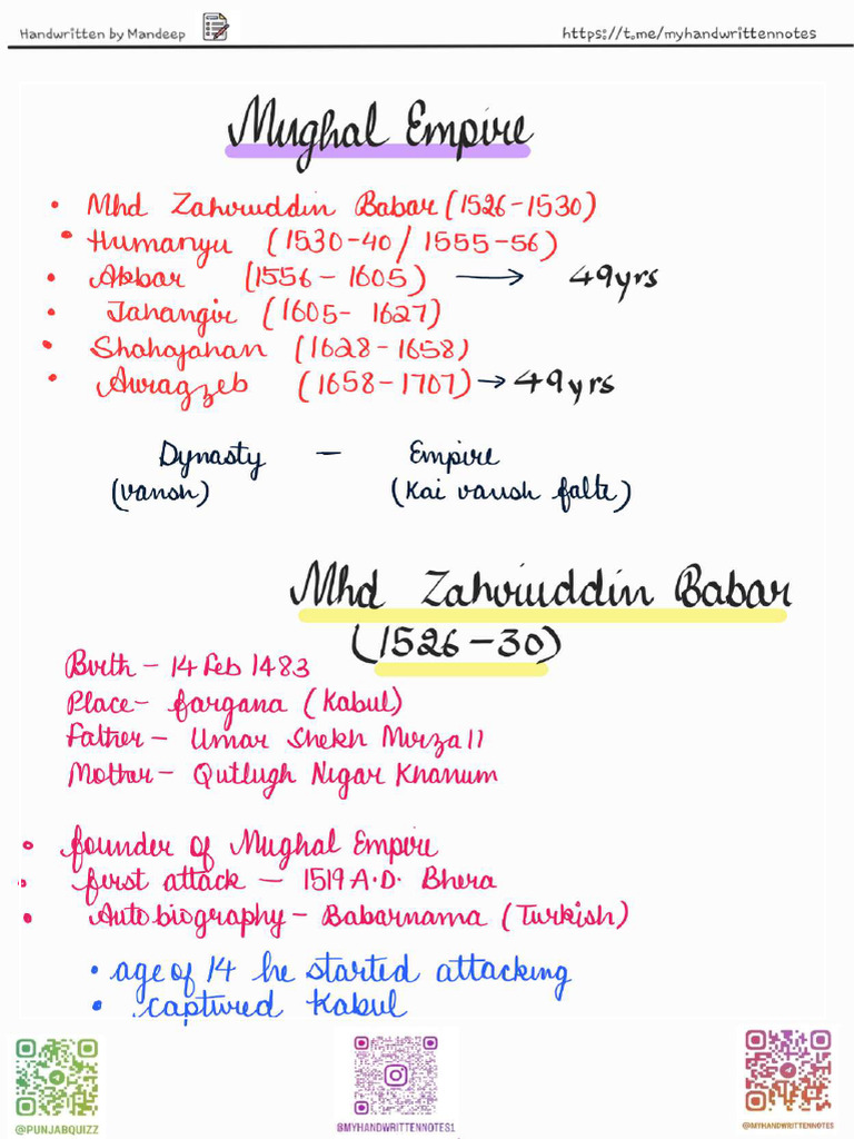 Mughal Empire Handwritten | PDF